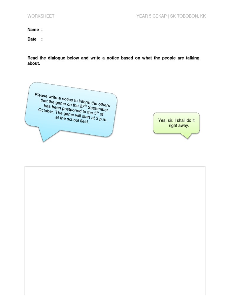 Name: Date:: Worksheet Year 5 Cekap - SK Tobobon, KK | PDF