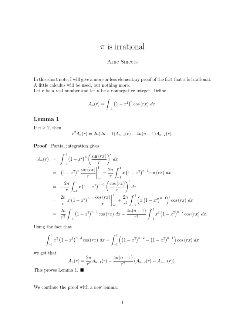 Pi Irrational English | PDF | Number Theory | Complex Analysis
