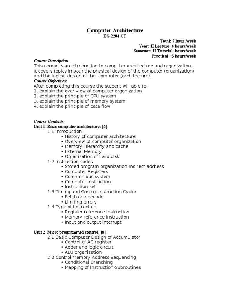 Syllabus of Computer Architecture CTEVT Nepal | PDF | Computer Program ...