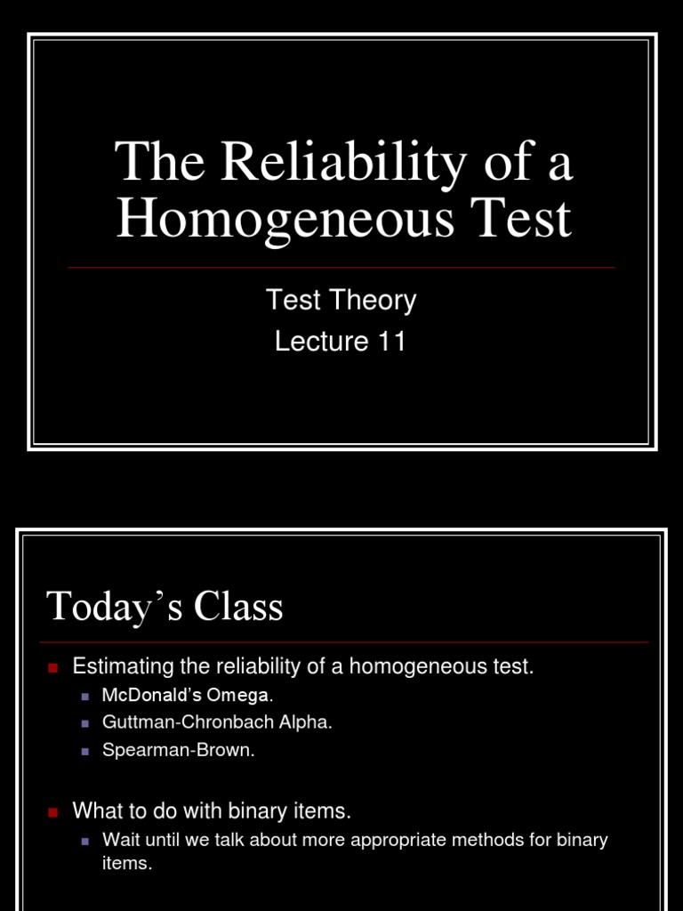 The Reliability of A Homogeneous Test | PDF | Variance | Analysis