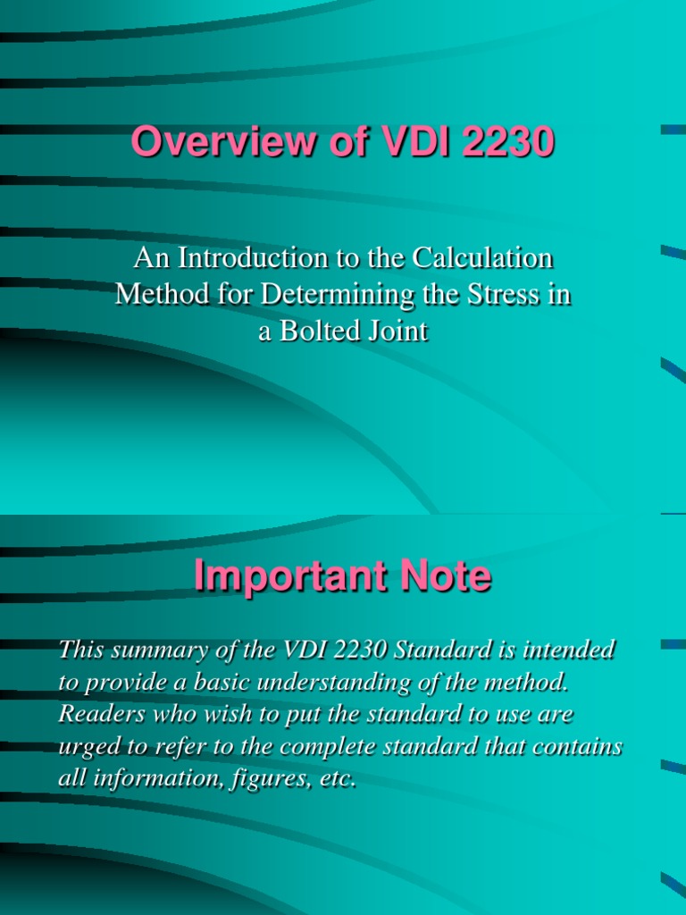 Overview of VDI 2230: An Introduction To The Calculation Method For ...