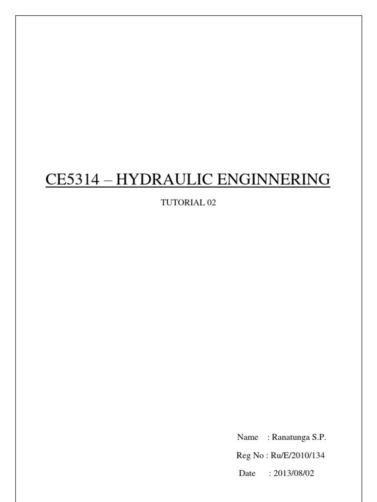 Hydraulic Engineering Assignment 2 PDF | PDF | Fluid Mechanics | Civil Engineering