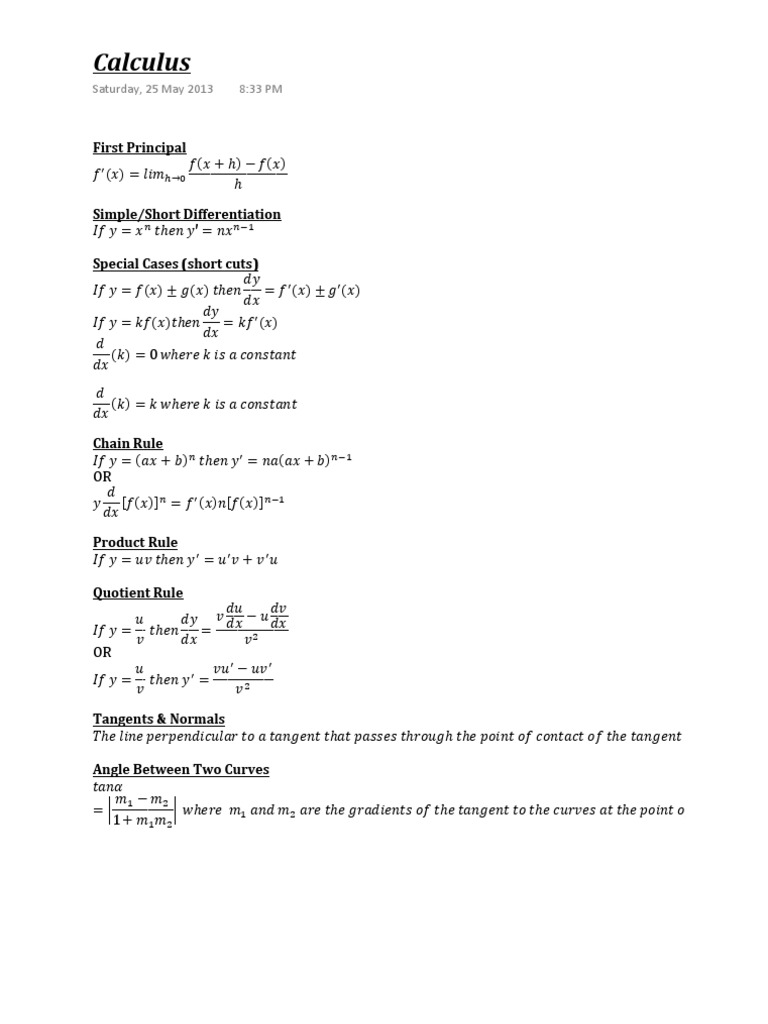 Calculus Differentiation Rules Guide | PDF