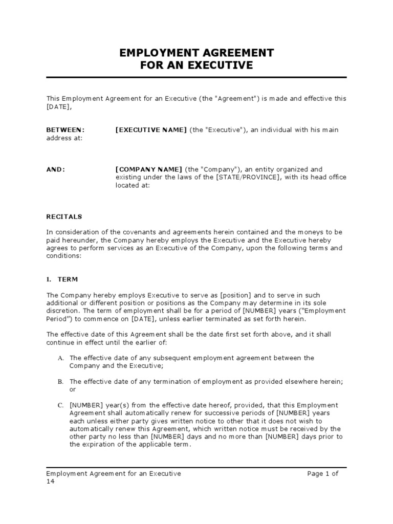 Executive Employment Agreement | PDF | Arbitration | Withholding Tax