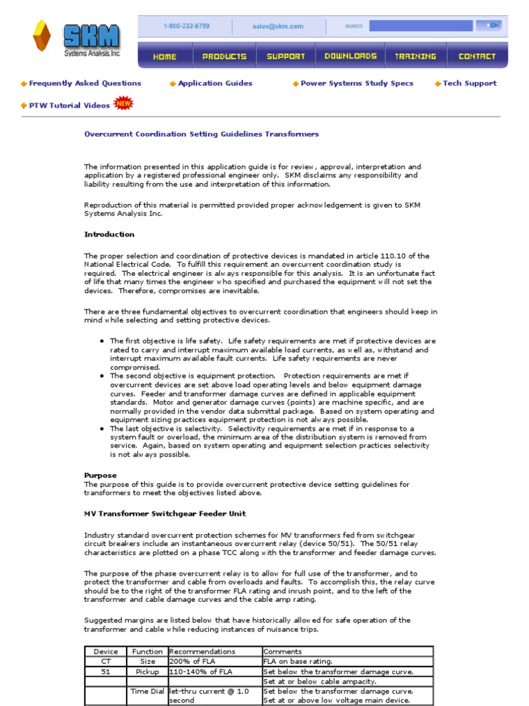 Overcurrent Coordination Setting Guidelines Transformers | PDF | Fuse (Electrical) | Transformer