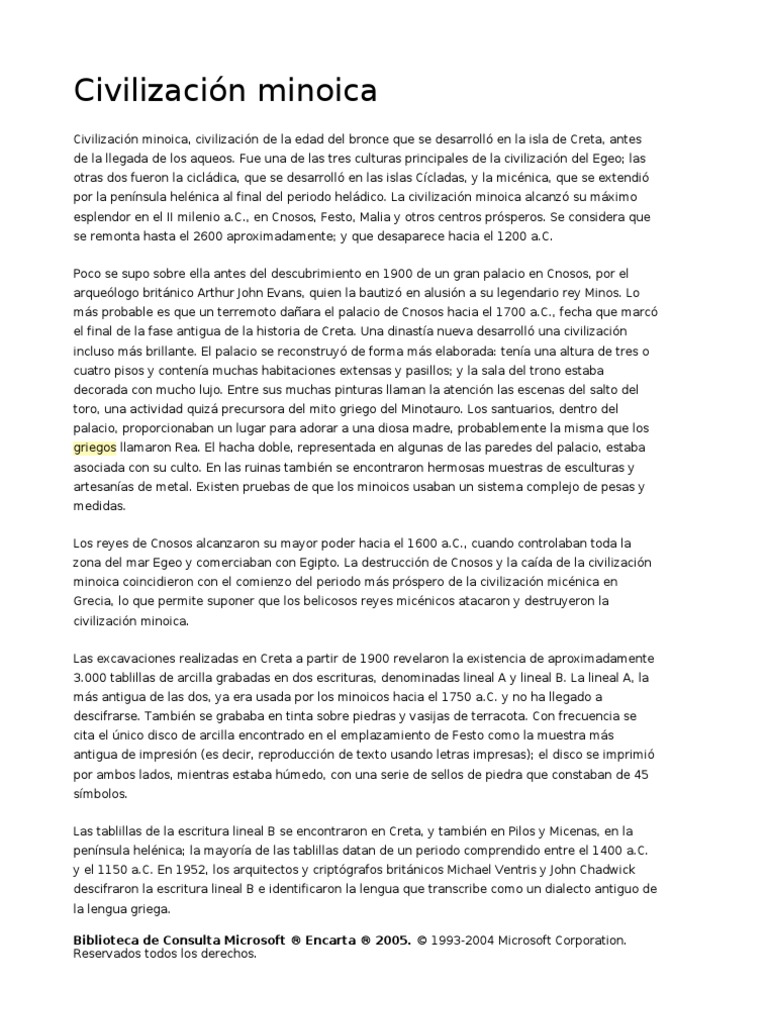 Civilización Minoica | PDF | Edad de Bronce | Arqueología