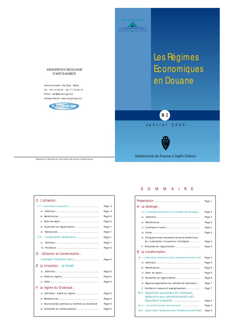 Maroc Regimes Economiques Douane | PDF | Consommation (Économie) | Transport