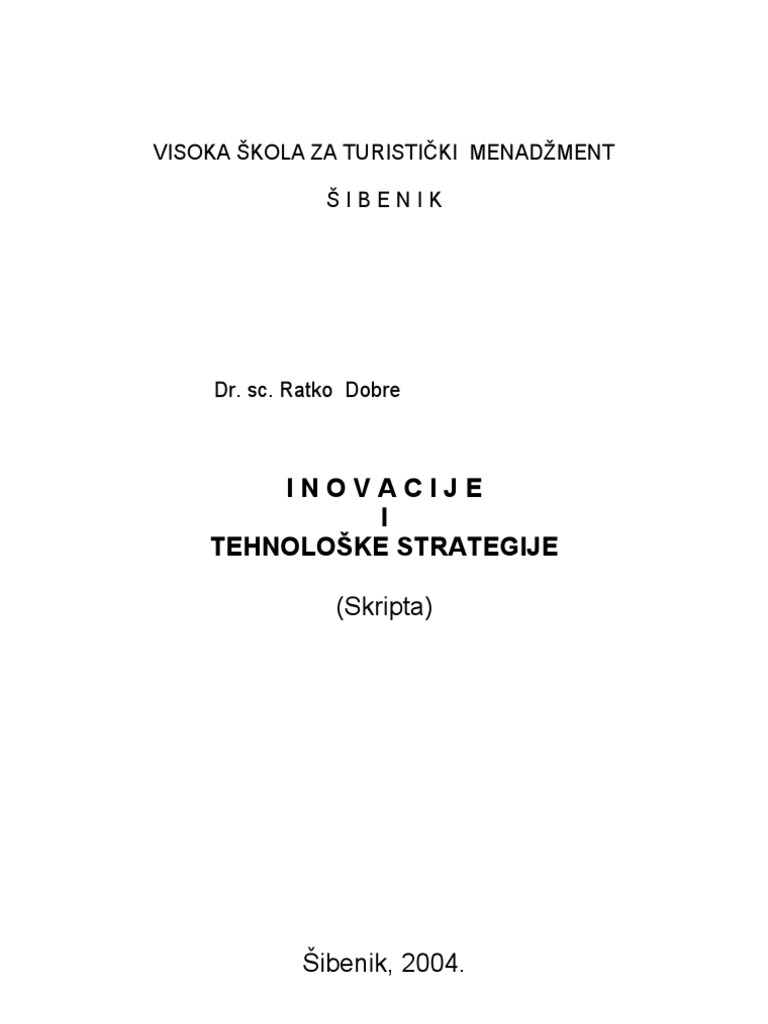 Inovacije I Tehnoloske Strategije-Skripta | PDF