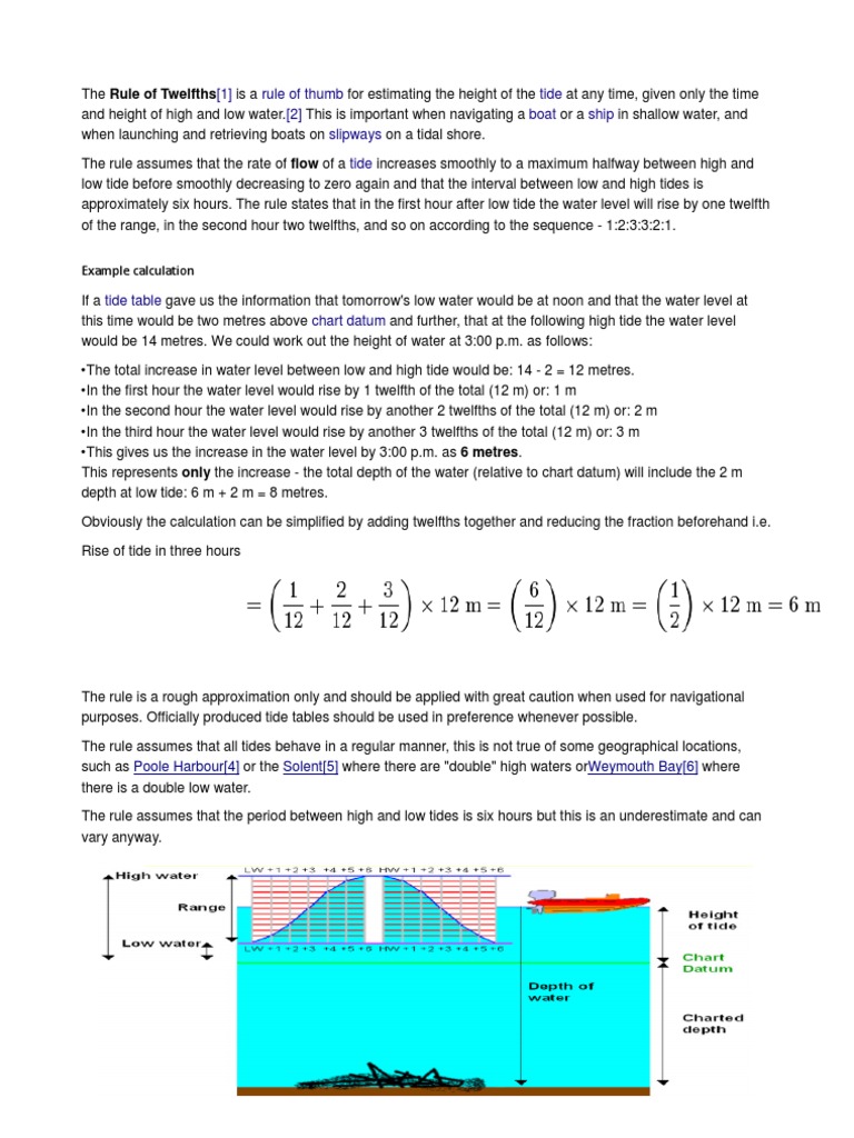 Rule of 12th For Tidal Predictions | PDF