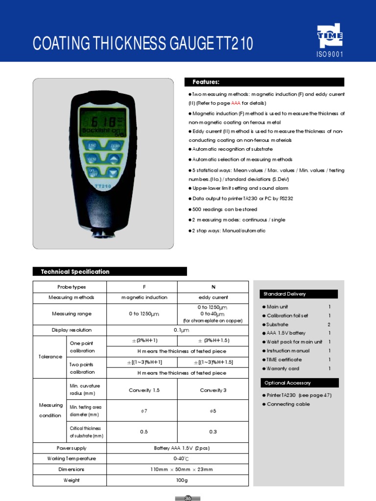 Coating Thickness Gauge | PDF | Calibration | Engineering Tolerance