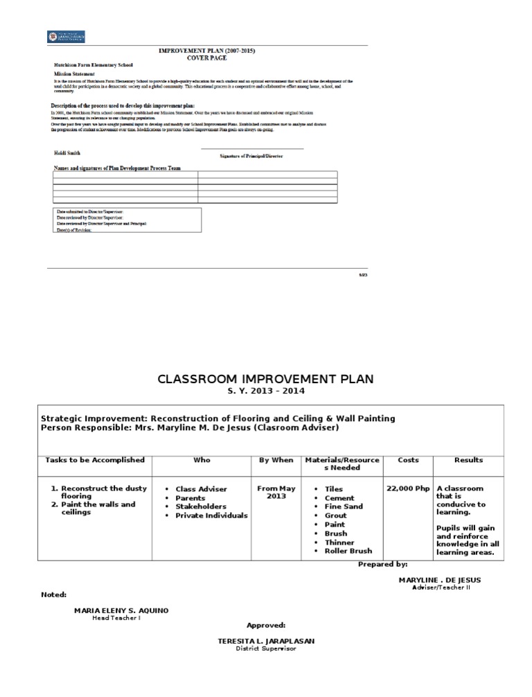 Classroom Improvement Plan | PDF