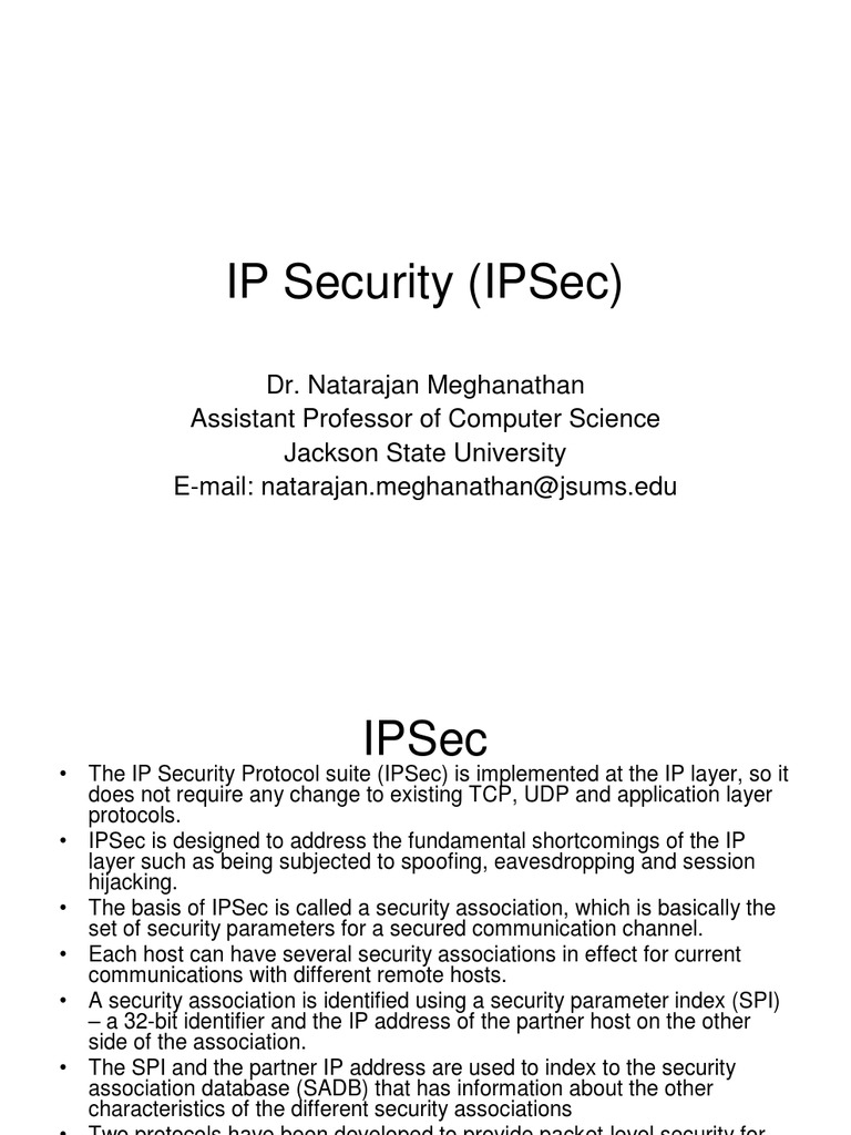 Ip Security (Ipsec) | PDF | Public Key Cryptography | Transmission ...