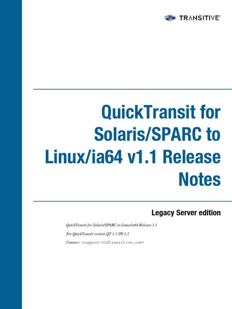 QuickTransit SSLI Release Notes 1.1 | PDF | Unix | Operating System ...