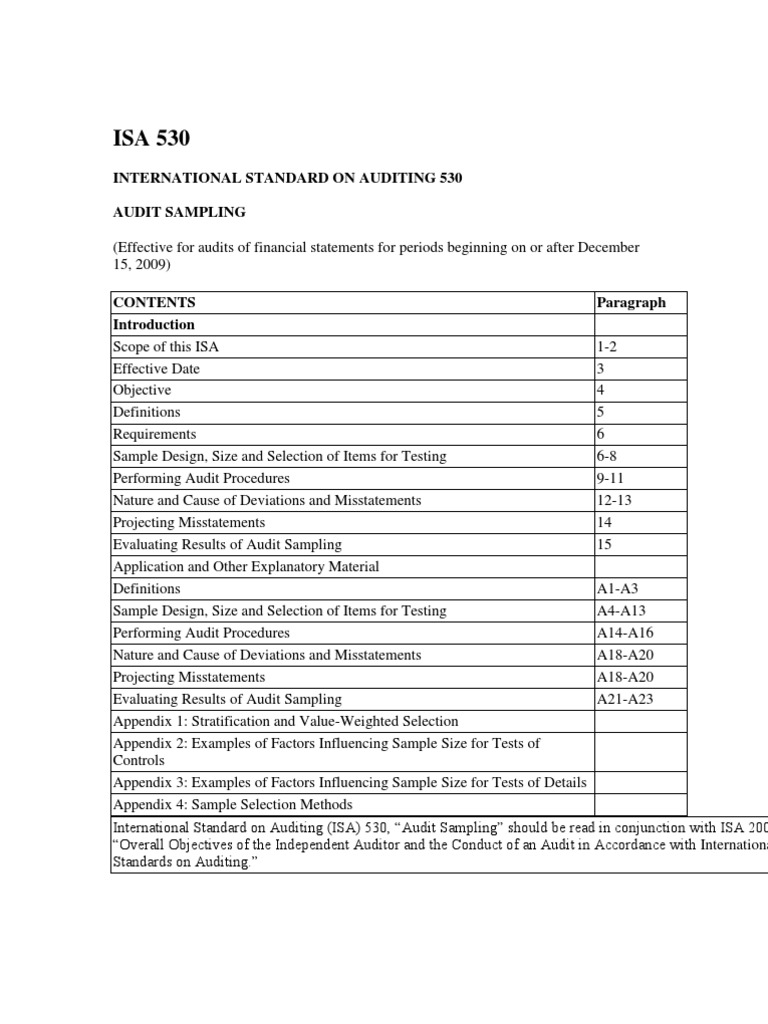 Isa 530 | PDF | Audit | Sampling (Statistics)
