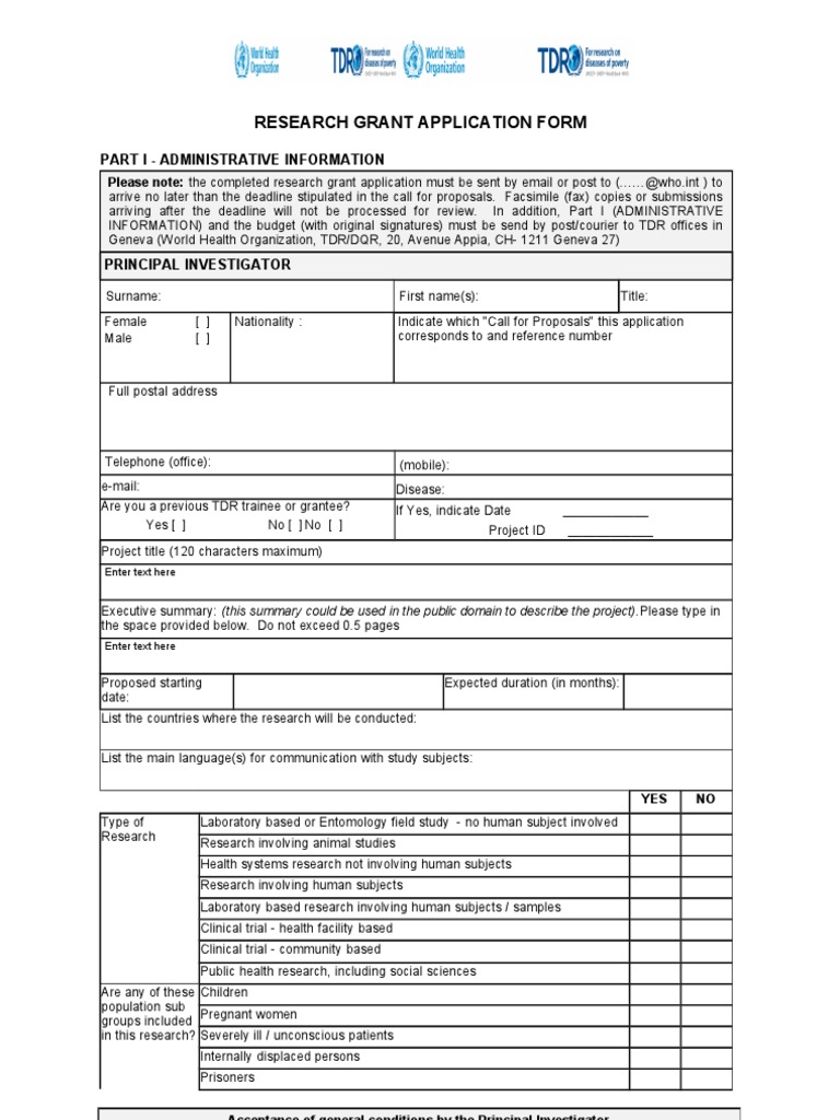 Grant Application Form | PDF | Clinical Trial | Capacity Building