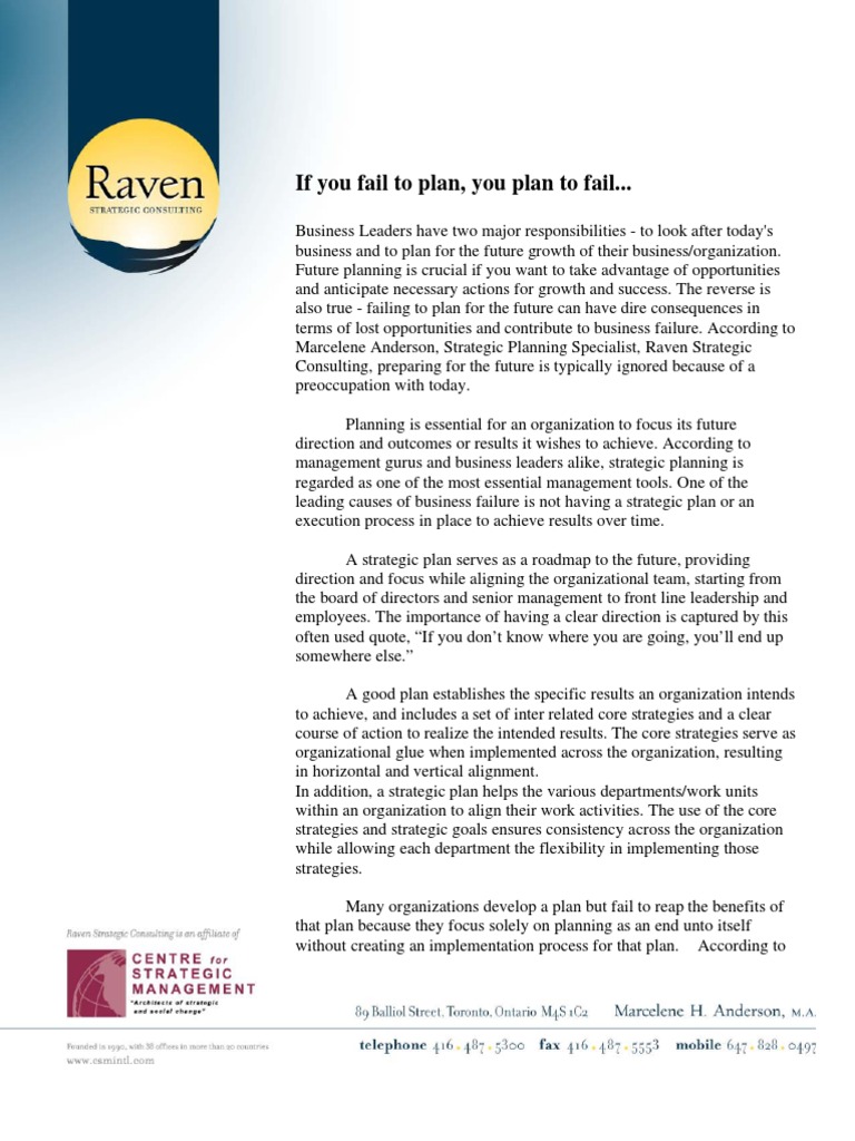If You Fail To Plan, You Plan To Fail | PDF | Strategic Management ...