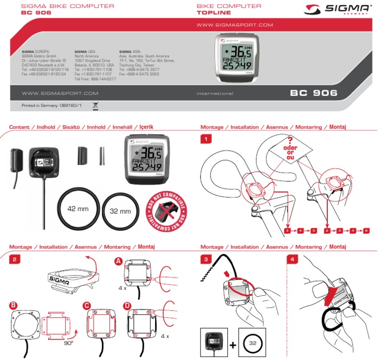 Bike Computer Sigma BC 906 PDF Electromagnetism Nature