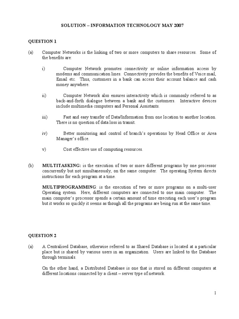 Solution Information Technology May 2007 | PDF | Email | Databases