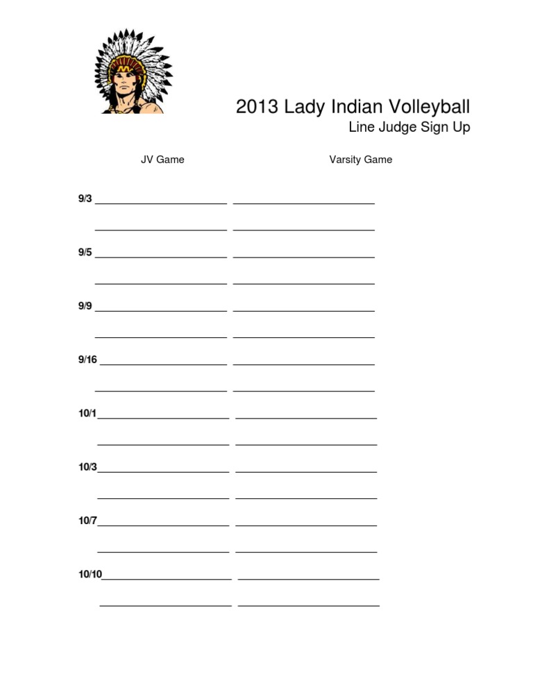 Line Judge Sign Up | PDF