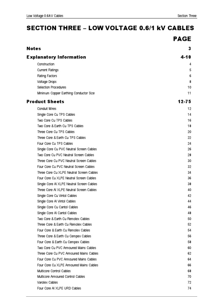 Cable Parameters | Cable | Electrical Wiring