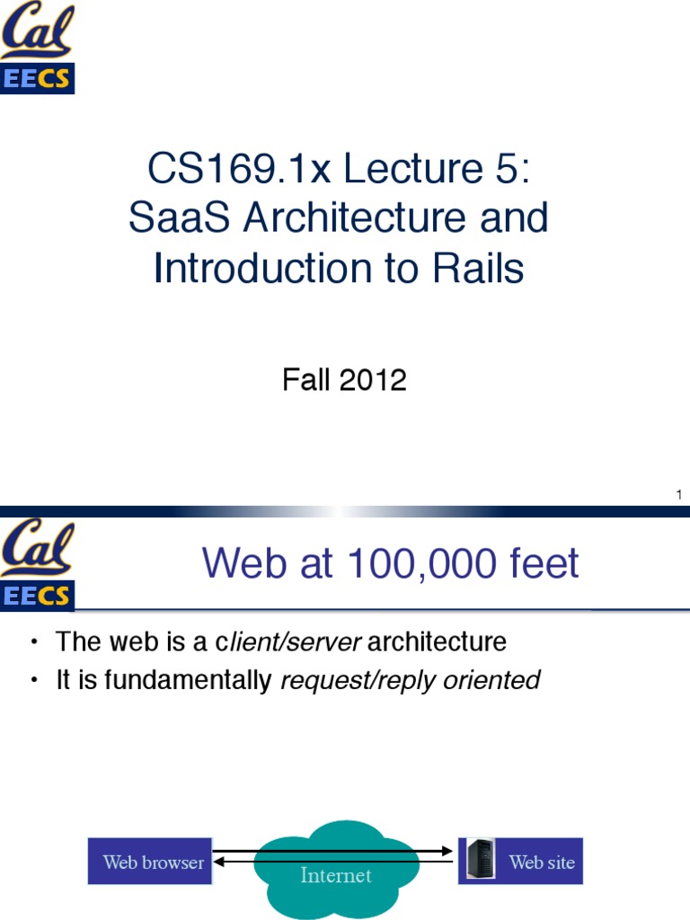 CS169.1x Lecture 5: Introduction to Rails Architecture and SaaS | PDF | Web Application | Model ...