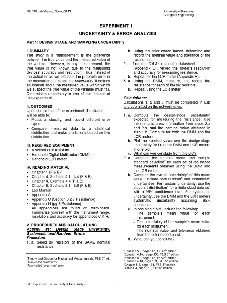 Uncertainty and Error Analysis Lab Guide | PDF | Normal Distribution ...