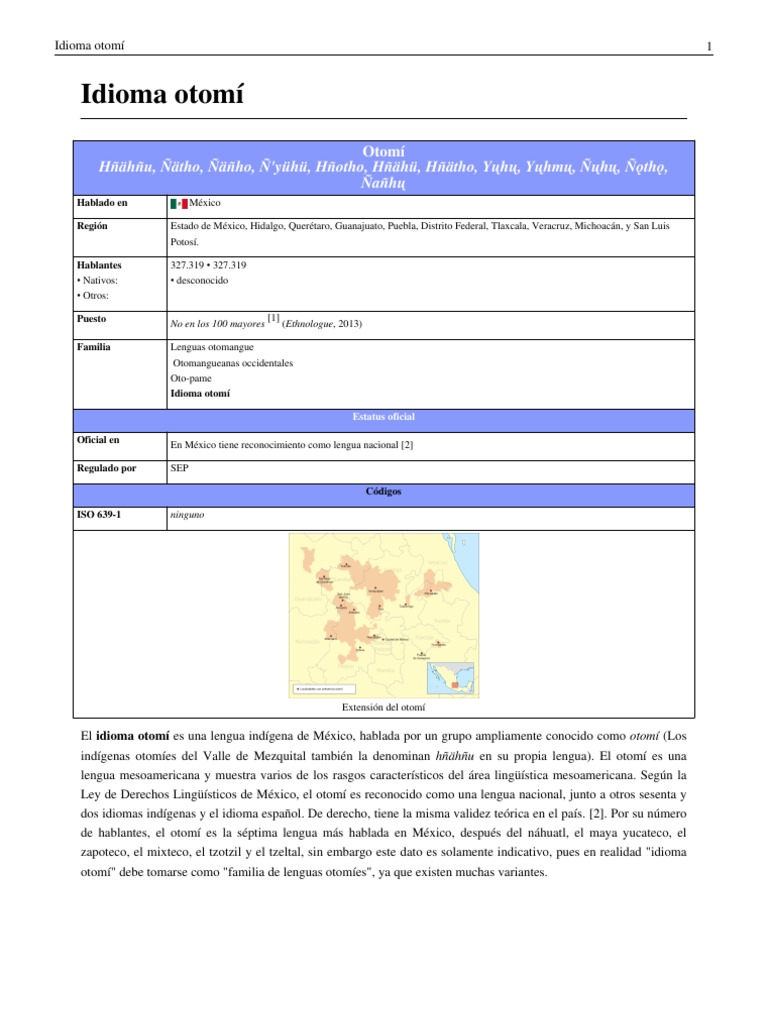 Idioma otomí | Linguistic Typology | Linguistics