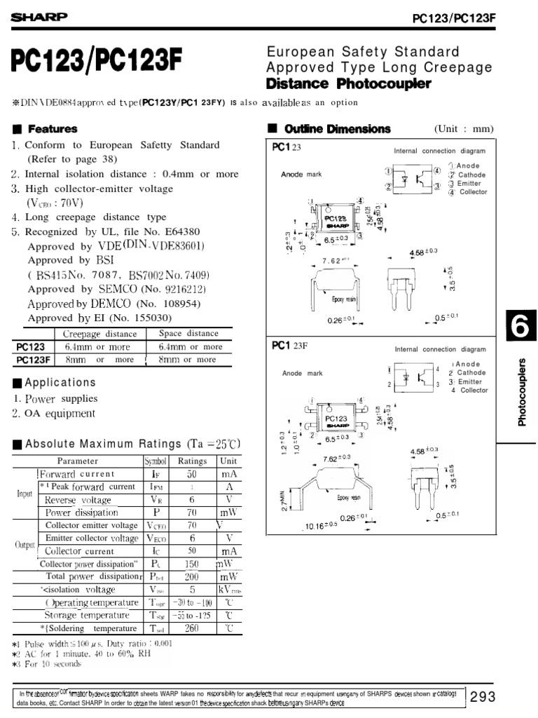 PC123 Data Sheets | PDF | Electrical Components | Electronics