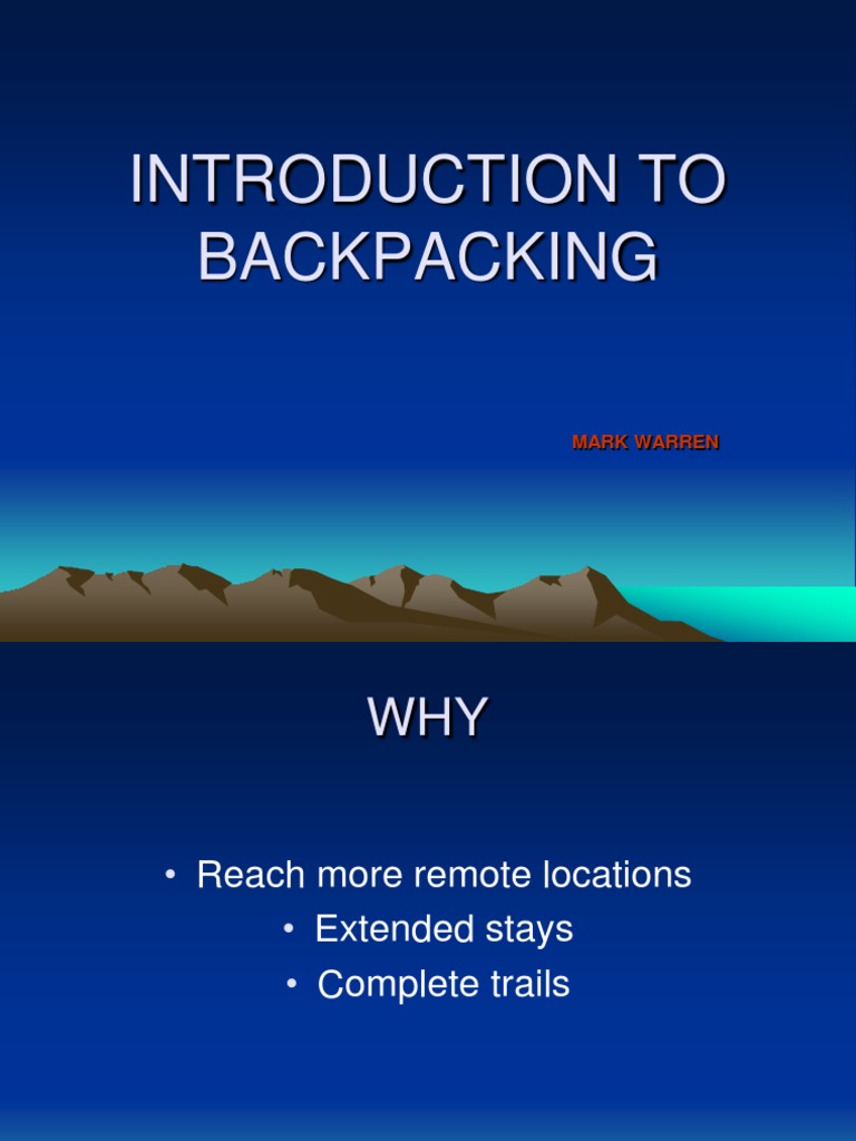 Introduction To Backpacking: Mark Warren | PDF | Backpacking ...