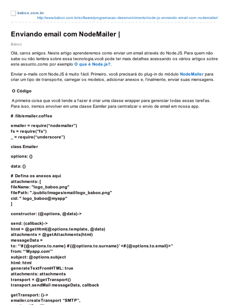 Enviando Email Com NodeMailer | PDF | Tecnologia digital | Gestão de ...