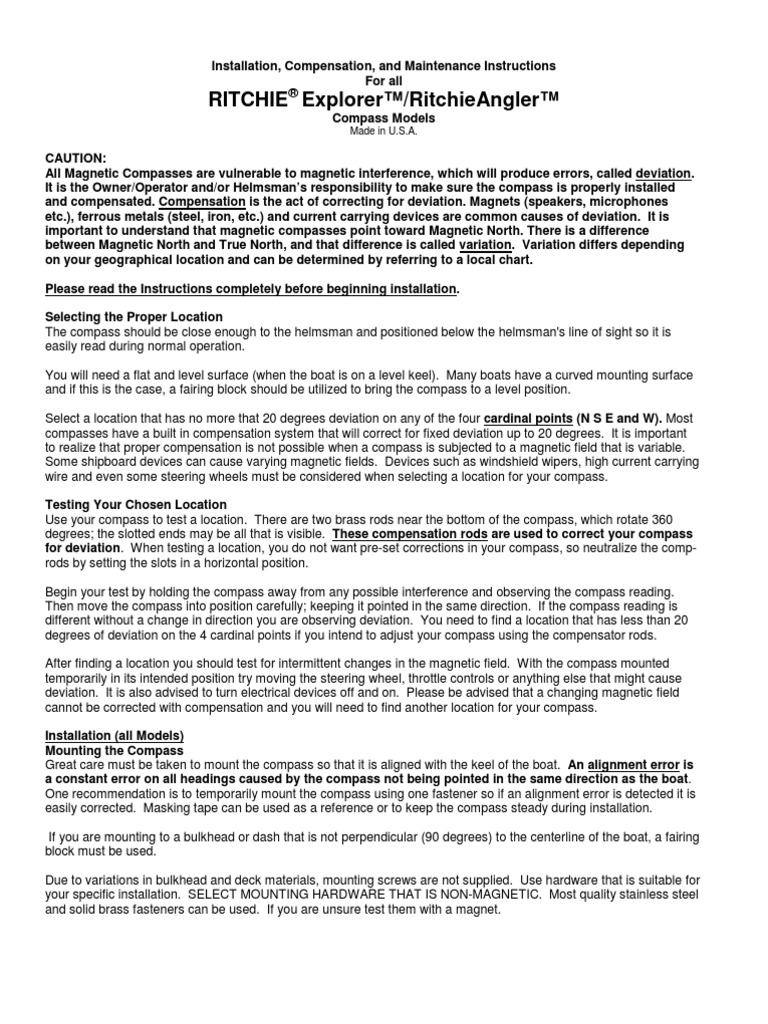 Richie Explorer B51 | PDF | Compass | Navigation