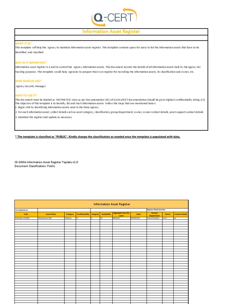 Giap Information Asset Register en v1.0 | PDF | Statistical ...