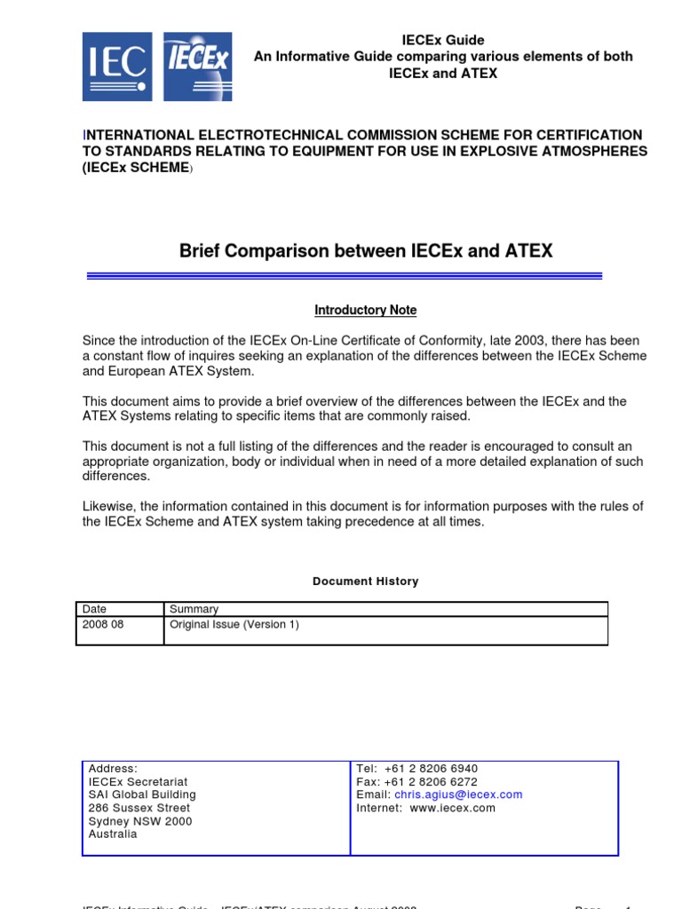IECEX ATEX Comparison PDF | PDF | International Electrotechnical ...