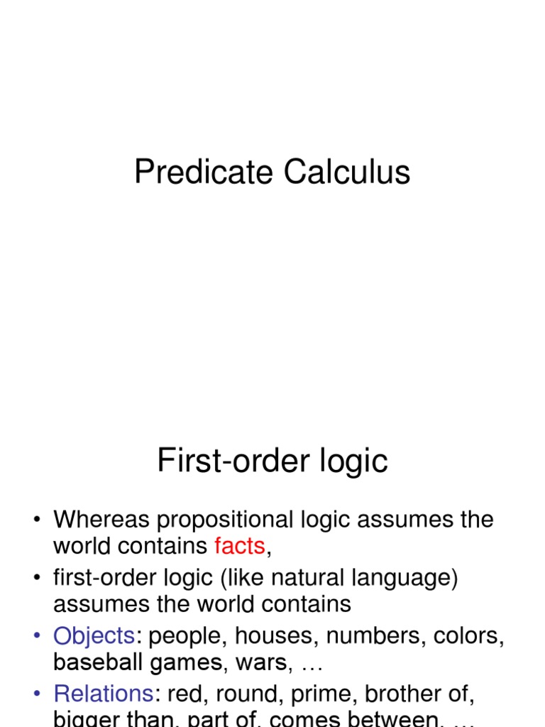 Predicate Calculus Interpretation Logic First Order Logic 