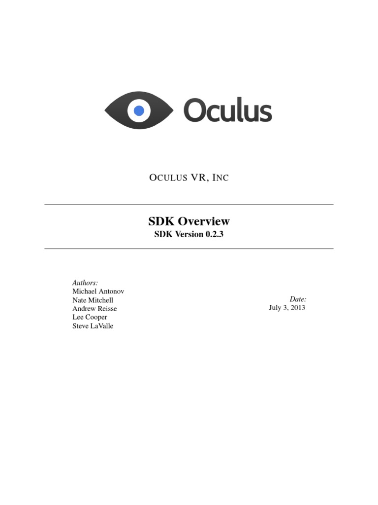 Oculus Sdk Overview Pdf Rotation Lens Optics