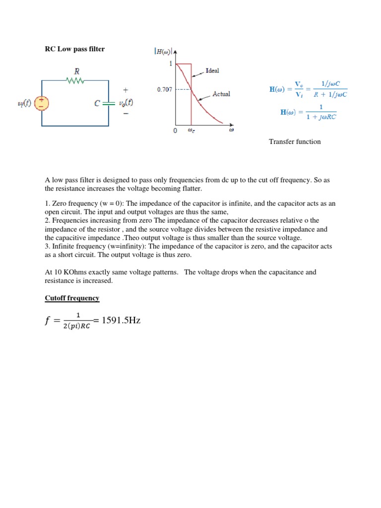 RC Low Pass Filter | PDF | Electrical Impedance | Electronic Filter
