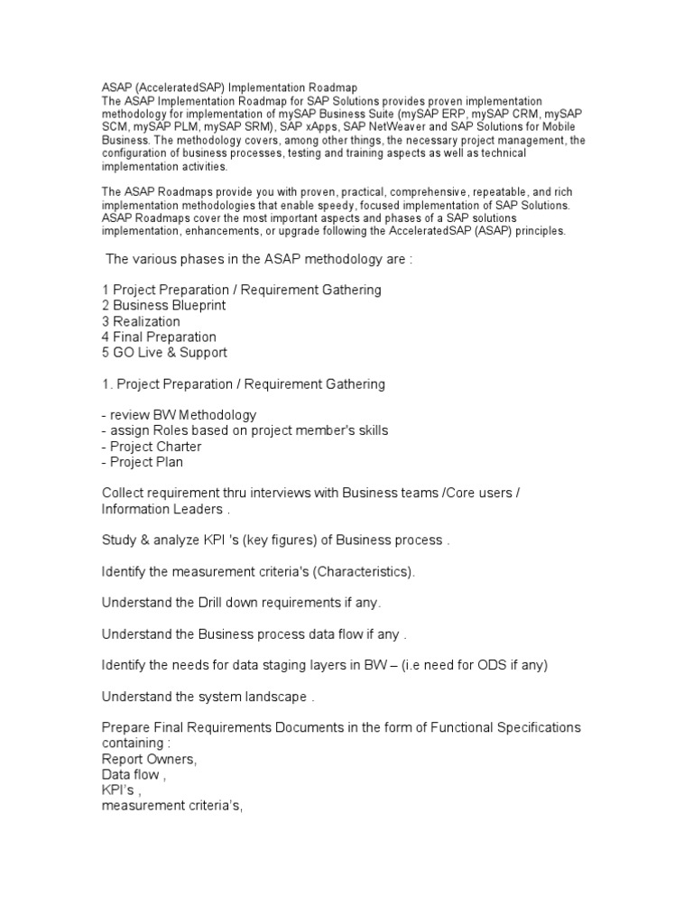 ASAP Implementation Roadmap Overview | PDF | Product Lifecycle ...