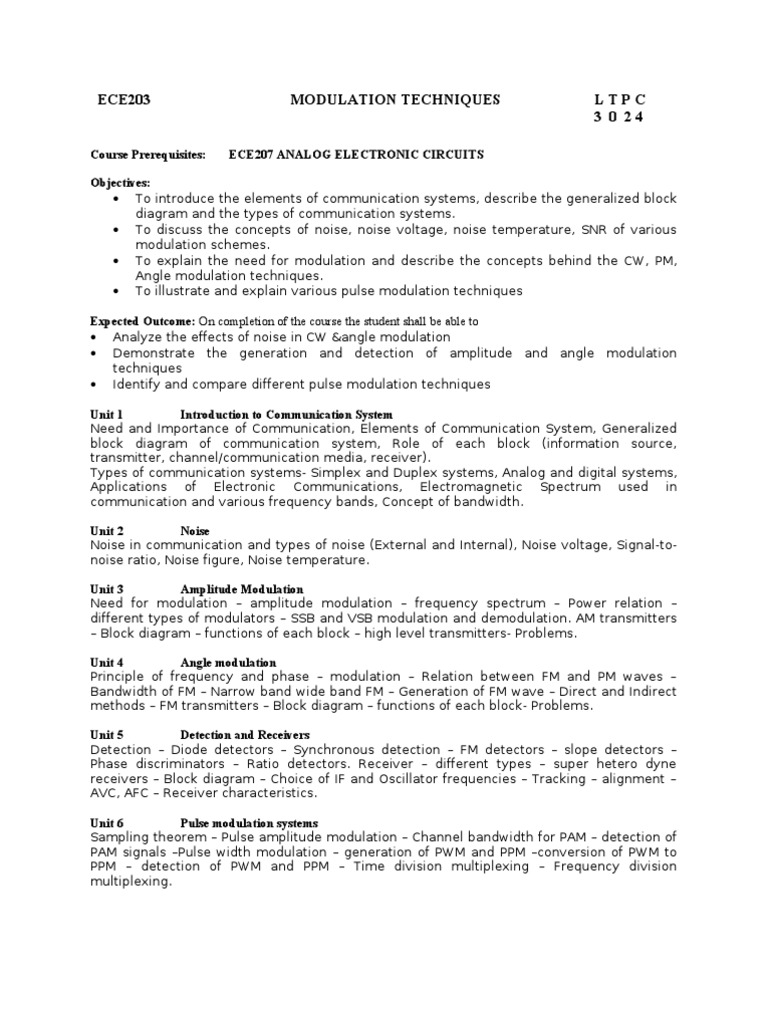 Modulation Techniques in Communication | PDF | Modulation | Detector ...