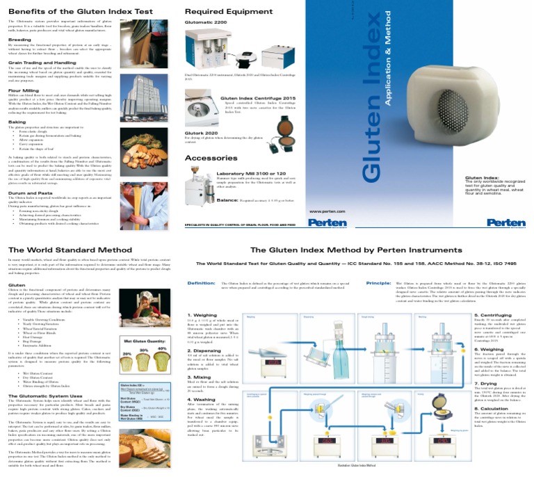 Glutomatic system measures wheat gluten properties | PDF | Gluten | Flour