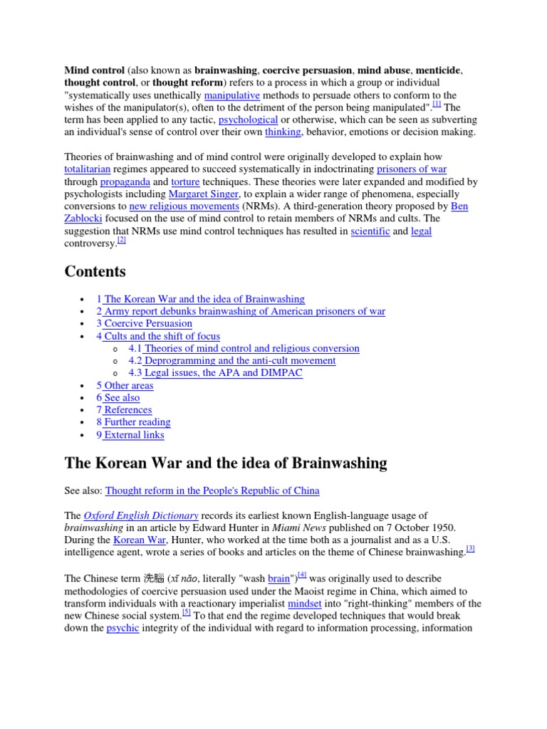 Brainwashing | PDF | Mind Control | Behavioural Sciences