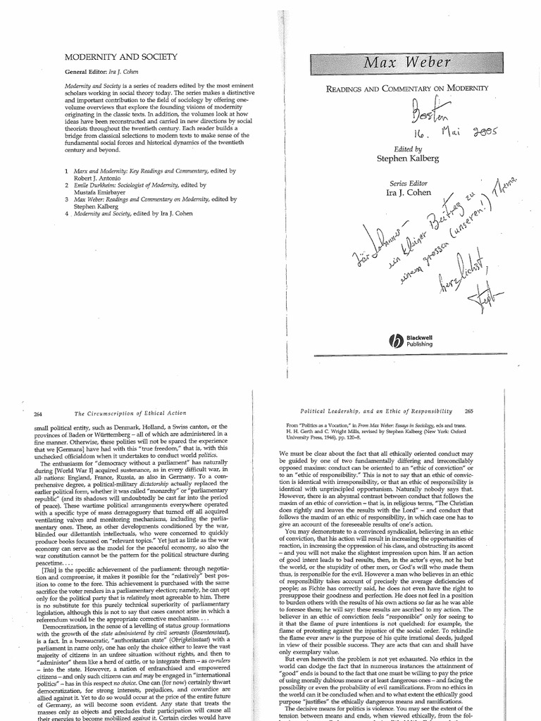 Weber Politics As A Vocation | PDF