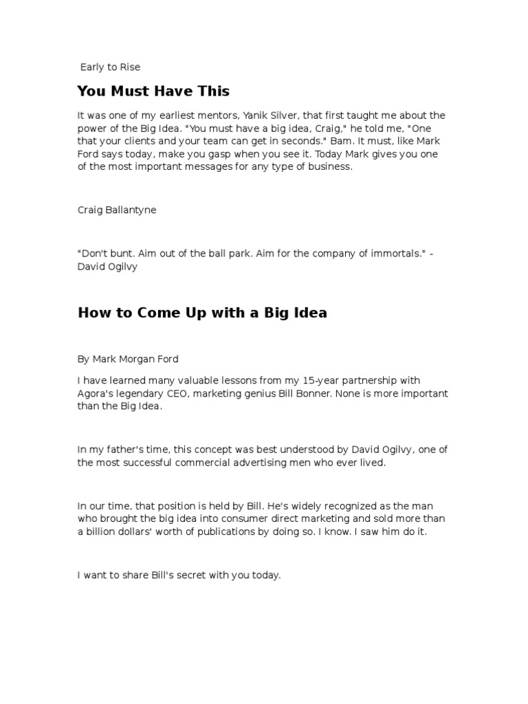 Mastering the Big Idea | PDF | Advertising | Investing