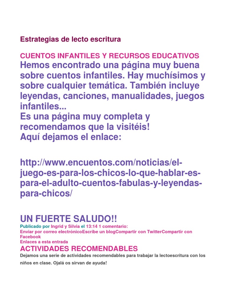 Estrategias de Lectoescritura | PDF | Lectura (proceso) | Escritura