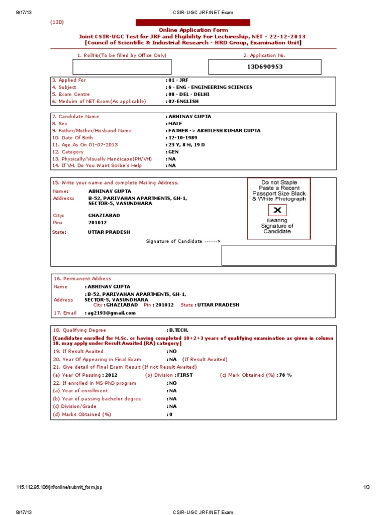 Csir-Ugc JRF - Net Exam | PDF | Qualifications