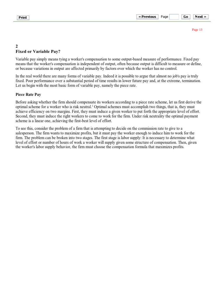 Understanding Fixed vs. Variable Pay | PDF
