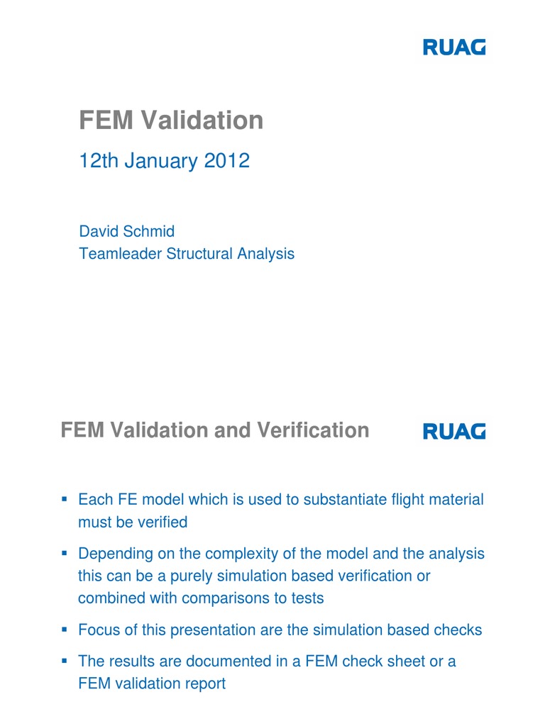 FEM Validation Handout | PDF | Formal Verification | Finite Element Method