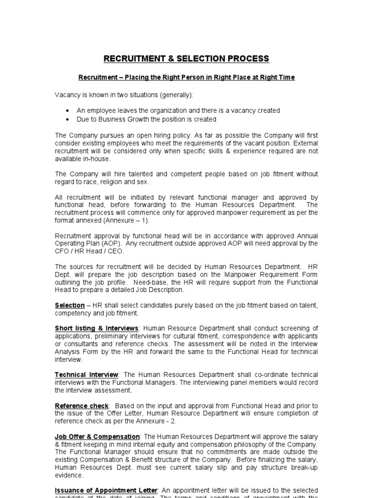 Recruitment and Selection Process Guide | PDF | Business