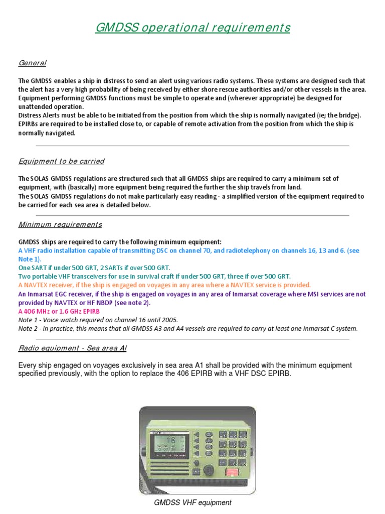GMDSS Operational Requirements | PDF