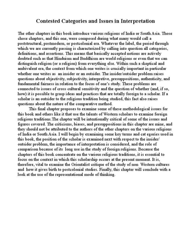 Contested Categories and Issues in Interpretation | PDF | Traditions ...