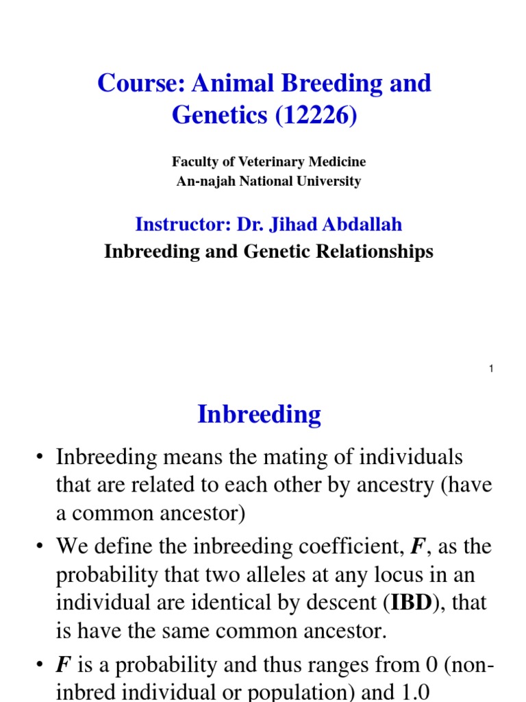 5594VET - Topic 10 - Inbreeding and Genetic Relationships | PDF ...